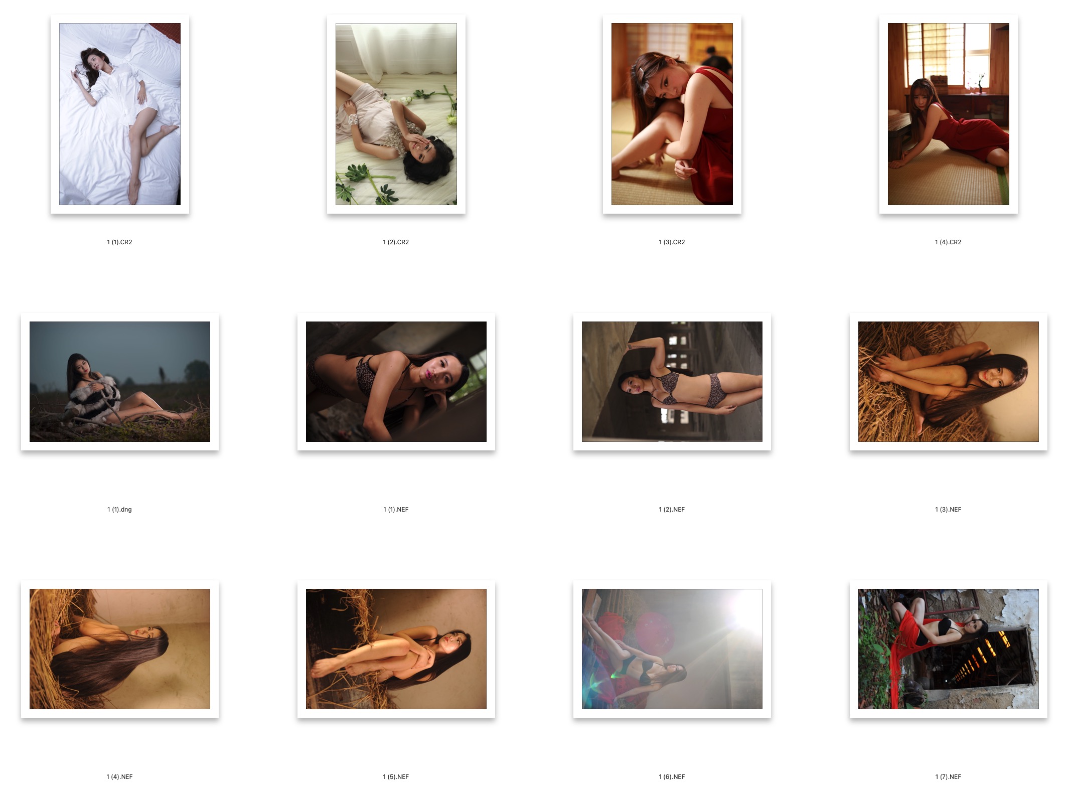 12张精选美女室内私房写真RAW原图CR2格式摄影原片底片PS素材